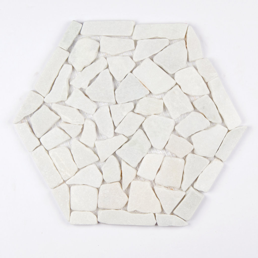 12 Hex Glacier White – Stone Mosaics